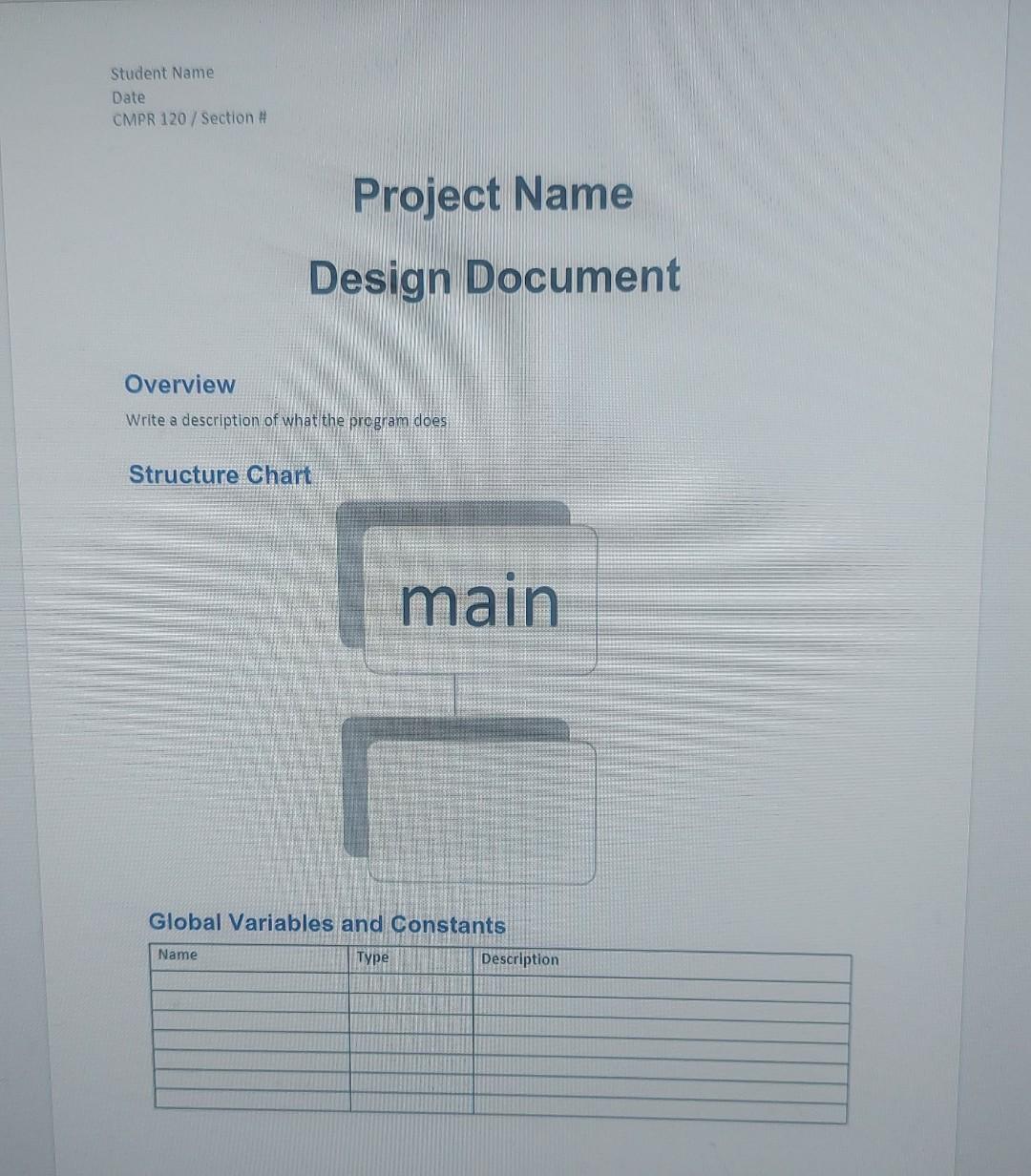 Solved Student Name Date CMPR 120/ Section \# Project Name | Chegg.com