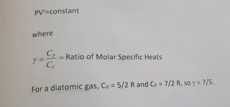 Solved PV'=constant where Cp = Ratio of Molar Specific Heats | Chegg.com