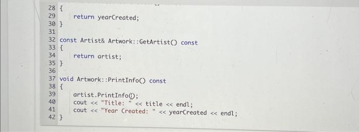 Solved 9.11 LAB: Artwork label (classes/constructors) Given | Chegg.com