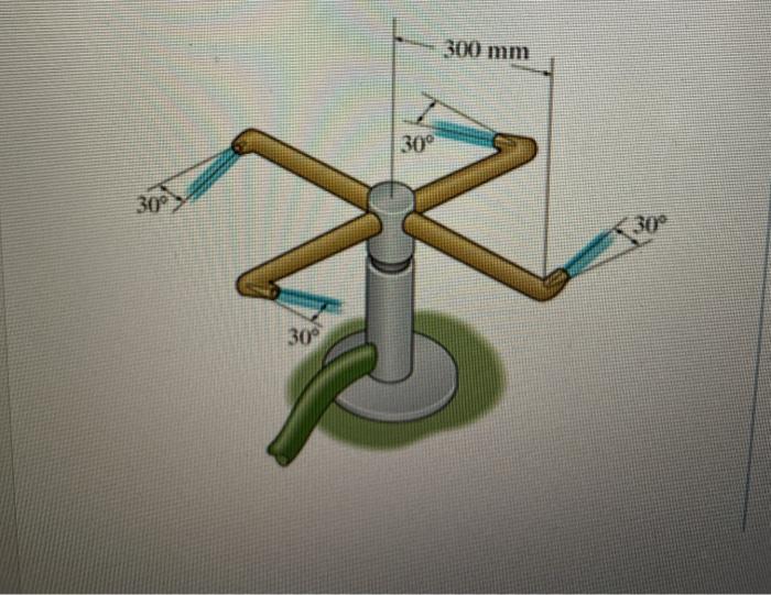 Solved The lawn sprinkler consists of four arms that rotate | Chegg.com