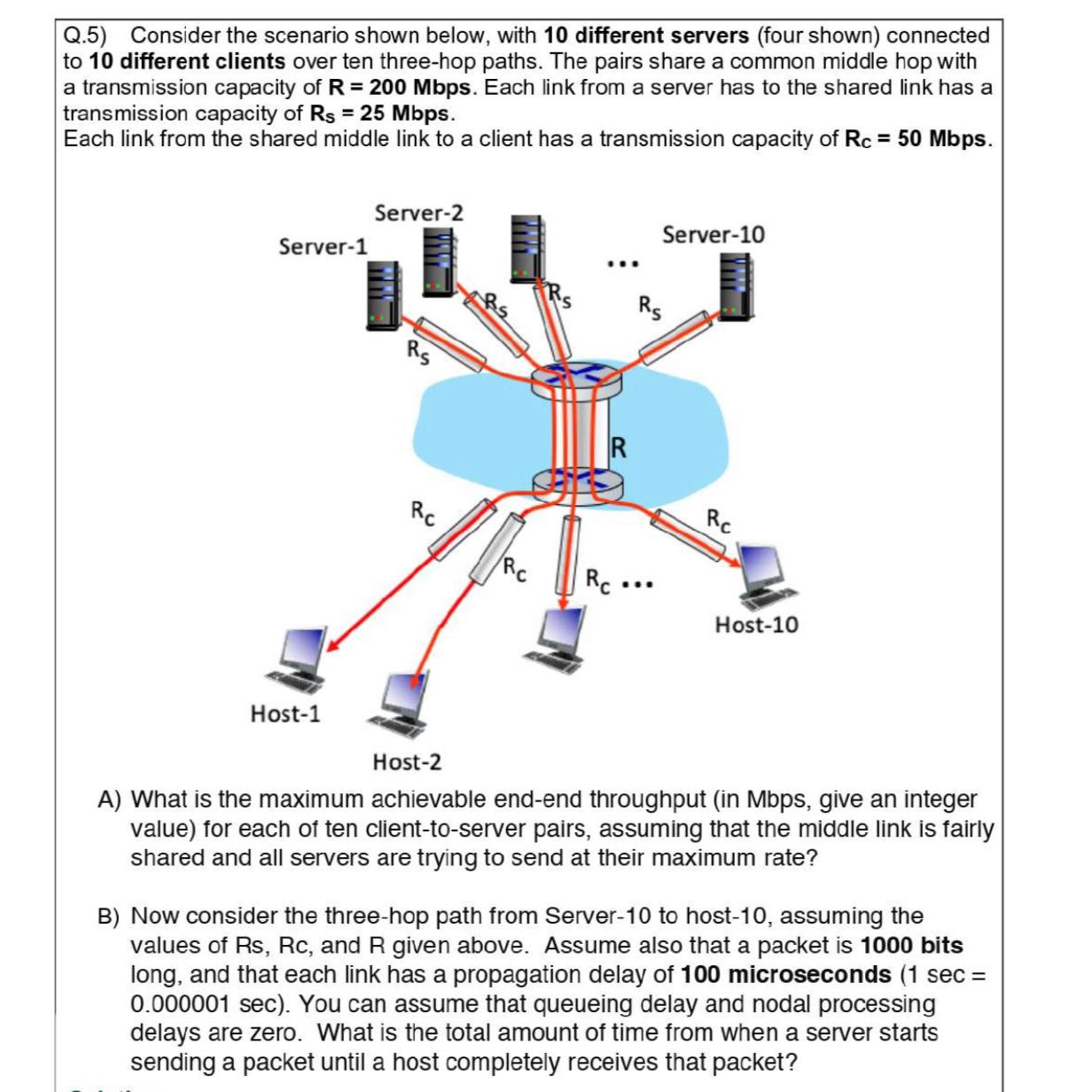 Solved Q.5) ﻿Consider the scenario shown below, with 10 | Chegg.com