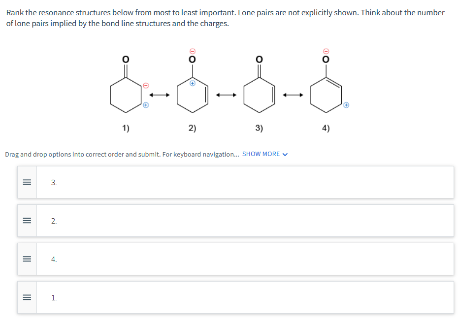 Solved Rank the resonance structures below from most to | Chegg.com