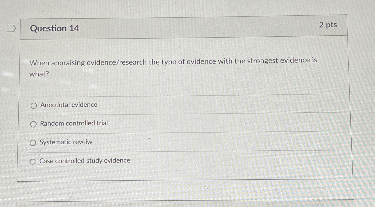 Solved Question 142 ﻿ptsWhen appraising evidence/research | Chegg.com