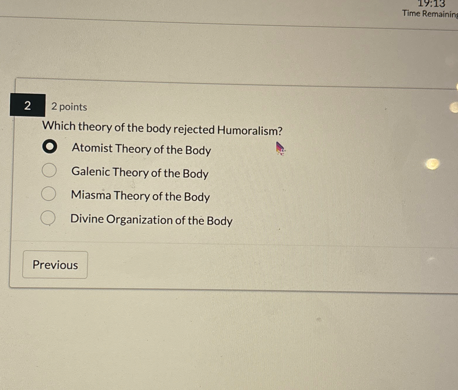 Solved 22 ﻿pointsWhich theory of the body rejected | Chegg.com