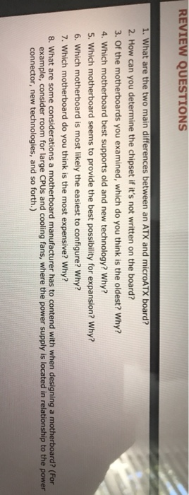 Solved REVIEW QUESTIONS 1. What are the two main differences | Chegg.com