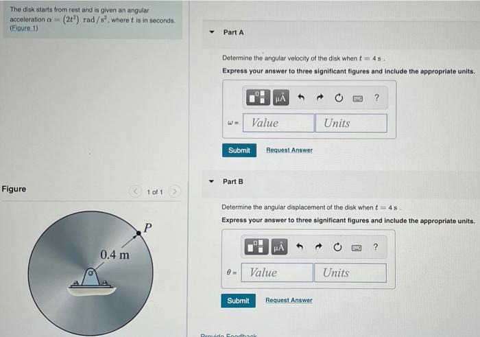 Solved The disk starts from rest and is given an angular | Chegg.com