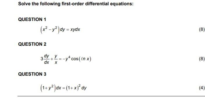 Solved Solve the following first-order differential | Chegg.com