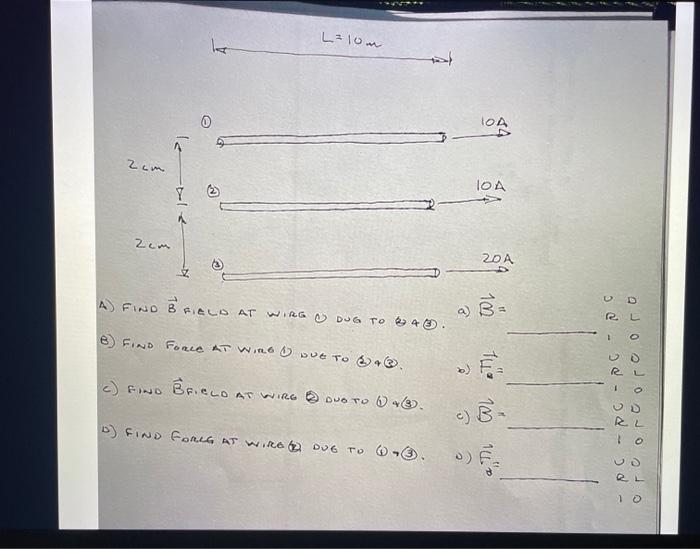Solved L10 k IOA 2cm . TOA Y 2cm 20A A) FIND BRIELO FIELD AT | Chegg.com