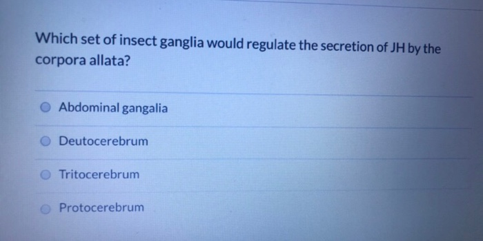 Solved Which set of insect ganglia would regulate the | Chegg.com