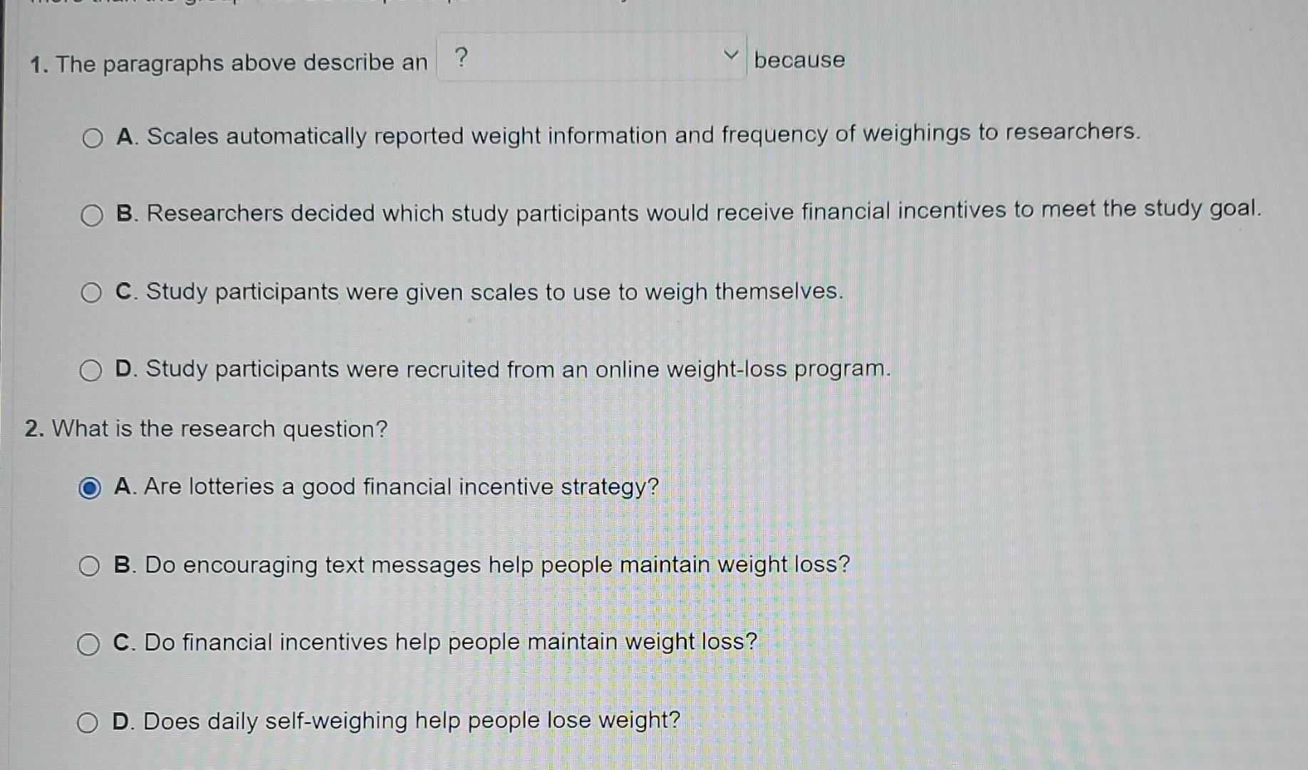 Solved 1. The paragraphs above describe an because A. Scales | Chegg.com