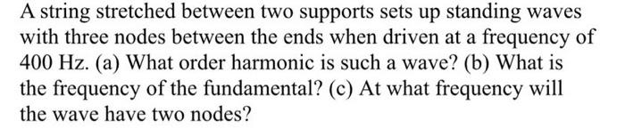 Solved A string stretched between two supports sets up | Chegg.com
