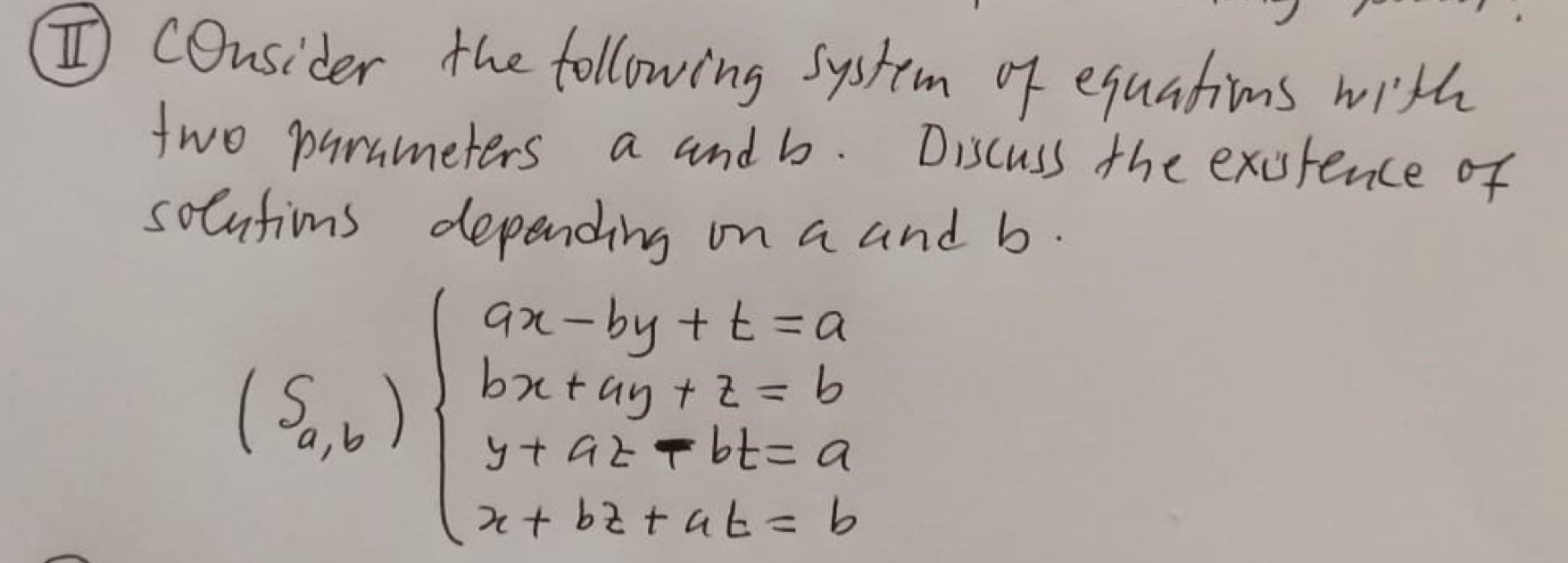 (II) ﻿COnsider the following system of equations with | Chegg.com