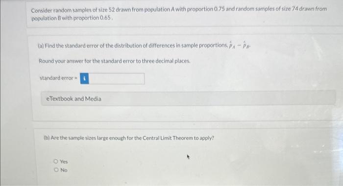 Solved Consider random samples of size 52 drawn from | Chegg.com
