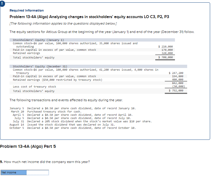 Solved !Requlred InformationProblem 13-4A (Algo) ﻿Analyzing | Chegg.com