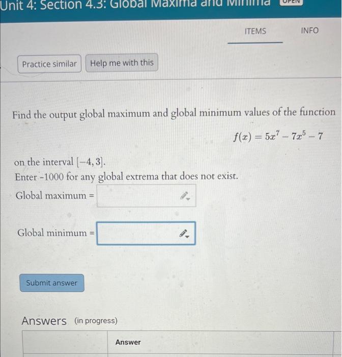 Solved Find the output global maximum and global minimum | Chegg.com