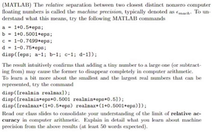 Solved (MATLAB) The relative separation between two closest | Chegg.com