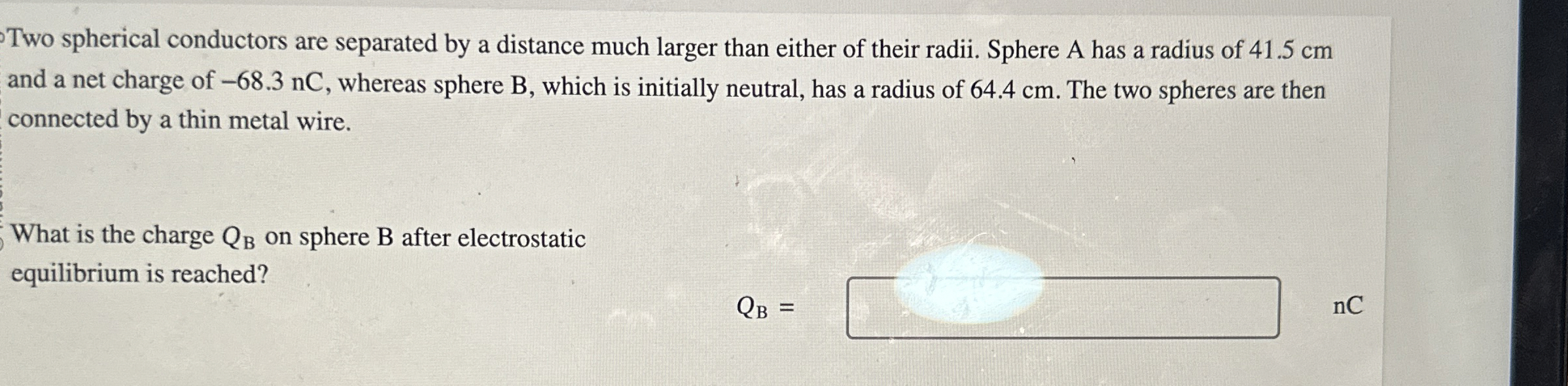 Solved Two spherical conductors are separated by a distance | Chegg.com