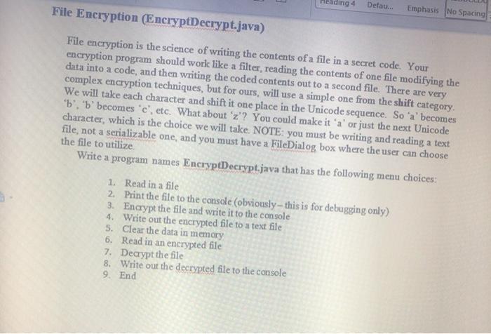 Solved heading 4 Defau... File Encryption | Chegg.com