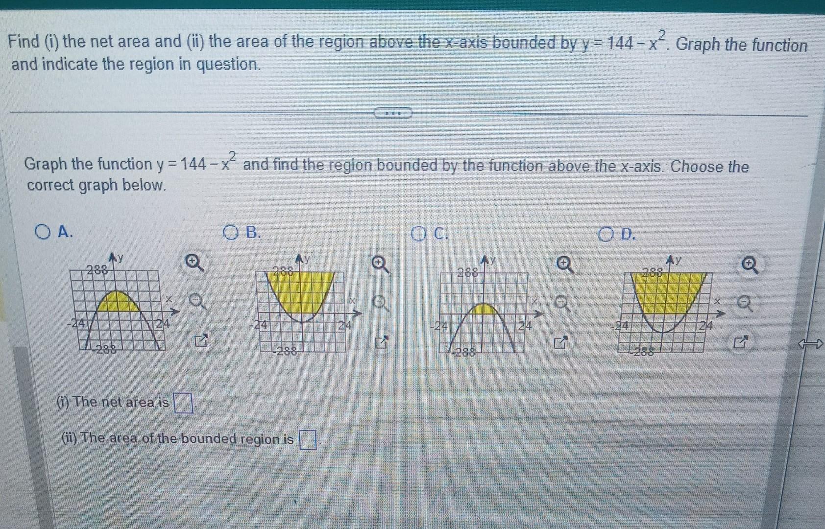 Solved Find I The Net Area And Ii The Area Of The Region
