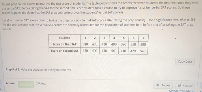 Solved An SAT Prep Course Claims To Improve The Test Score Chegg
