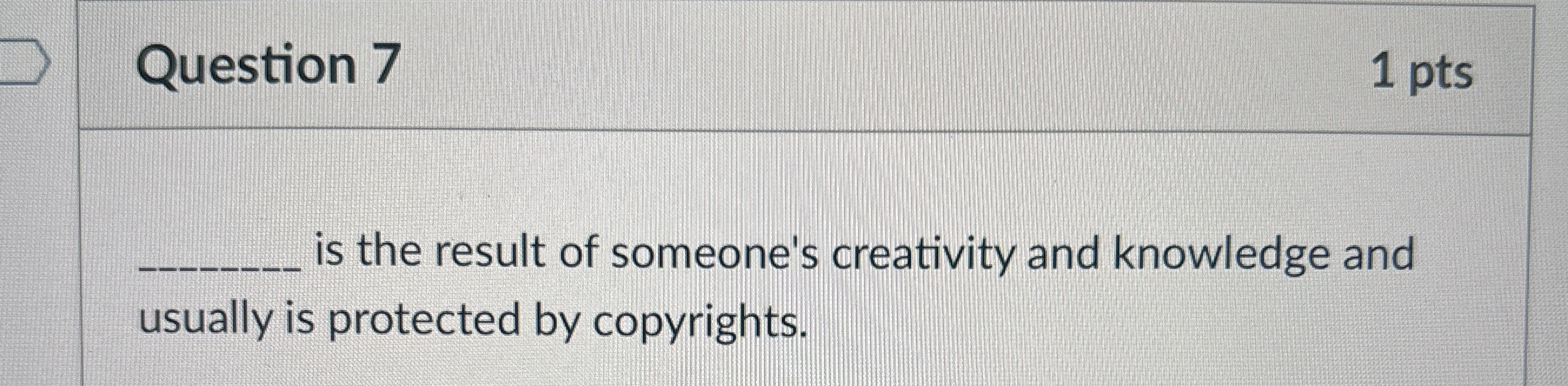 Solved Question 71 ﻿ptsis the result of someone's creativity | Chegg.com