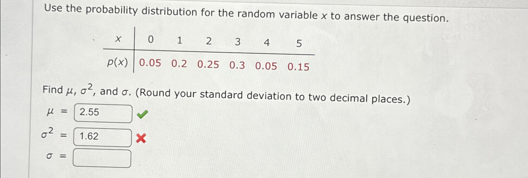 Solved Use the probability distribution for the random | Chegg.com