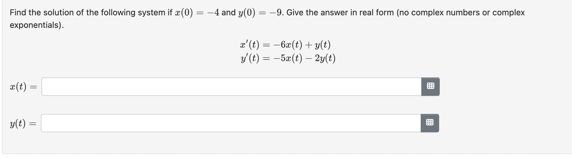 Solved Find the solution of the following system if x(0)=-4 | Chegg.com