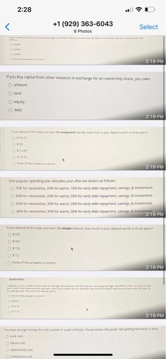 2:28 +1 (929) 363-6043 8 Photos Select 2-19 PM If you | Chegg.com