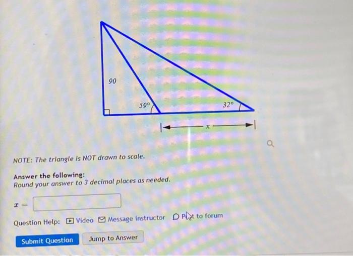 Solved NOTE: The triangle is NOT drawn to scale. Answer the | Chegg.com