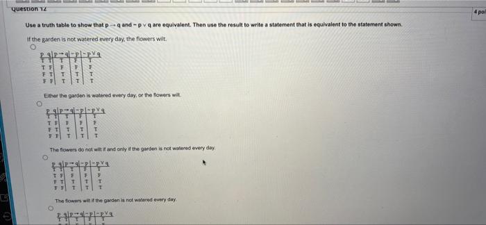 Solved Question 11 Use a truth table to determine whether | Chegg.com