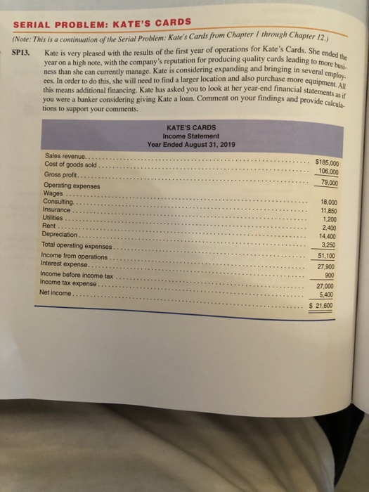 Solved SERIAL PROBLEM: KATE'S CARDS (Note: This is a | Chegg.com