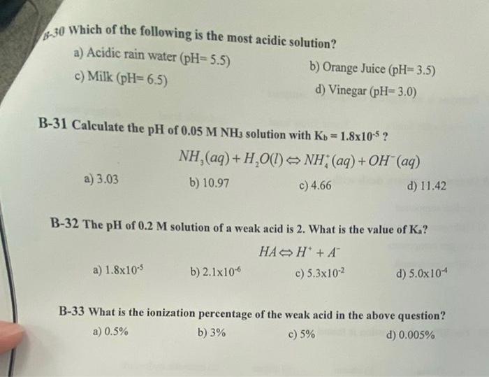 Solved B.30 Which of the following is the most acidic | Chegg.com