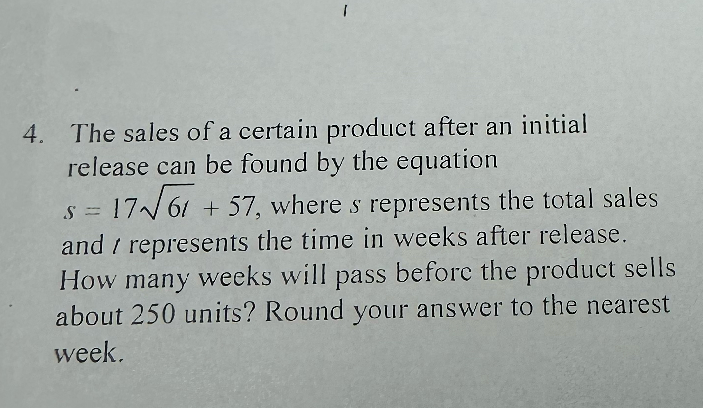 Solved The sales of a certain product after an initial | Chegg.com