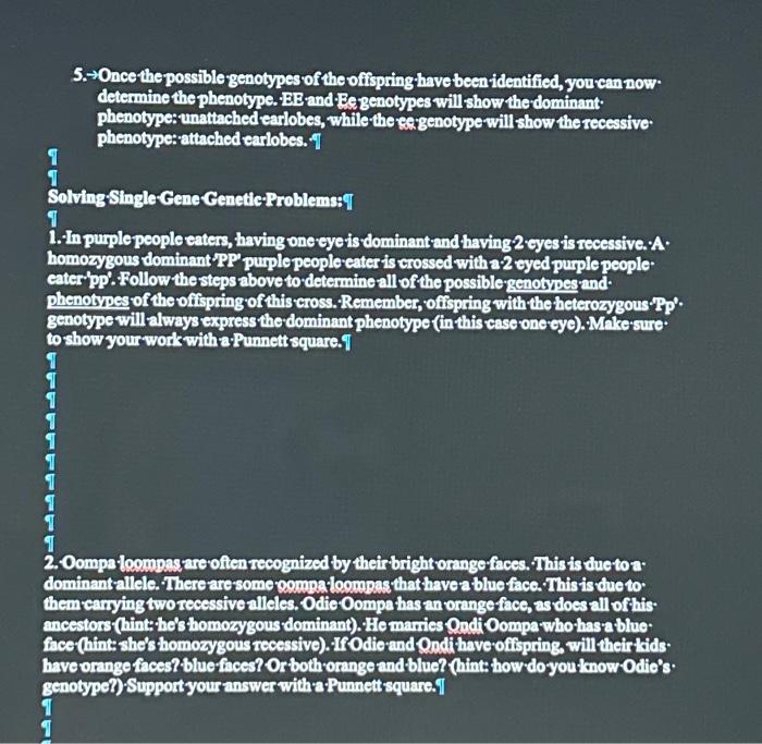 Solved 1. → Assigna letter for the trait.Use a capital | Chegg.com