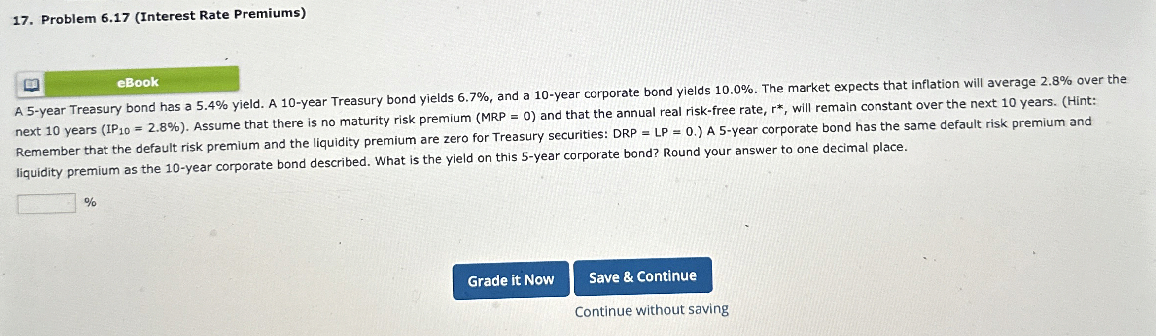 Solved Problem 6.17 (Interest Rate Premiums)eBookA 5-year | Chegg.com