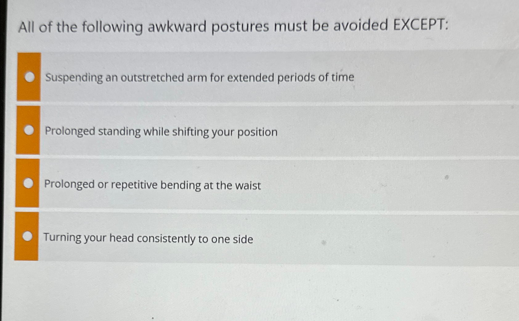 Solved All of the following awkward postures must be avoided | Chegg.com