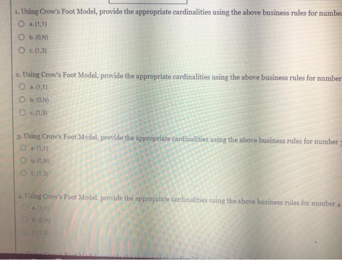 Solved ech Support sing Crow's Foot Model, provide all | Chegg.com