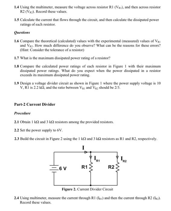 Solved Experiment-2 Voltage and Current Dividers Objective: | Chegg.com