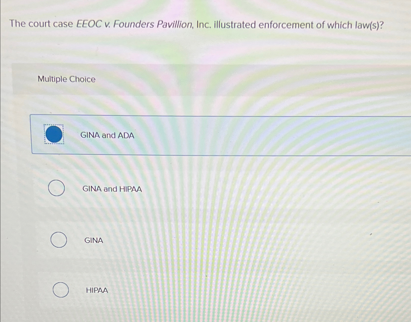 Solved The court case EEOC v. ﻿Founders Pavillion, Inc. | Chegg.com