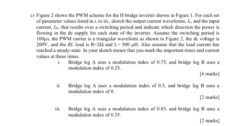 Solved c) ﻿Figure 2 ﻿shows the PWM scheme for the H ﻿bridge | Chegg.com