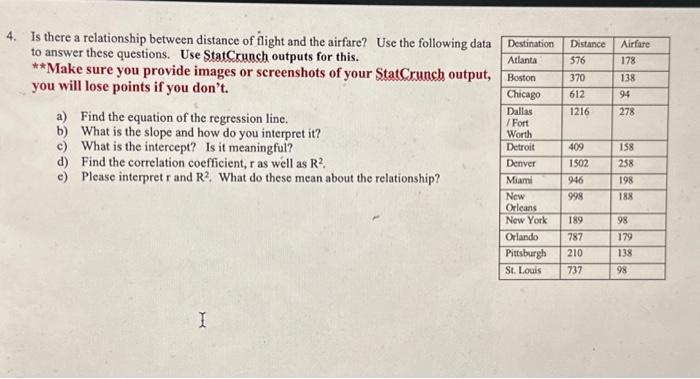 Solved 4. Is there a relationship between distance of flight | Chegg.com