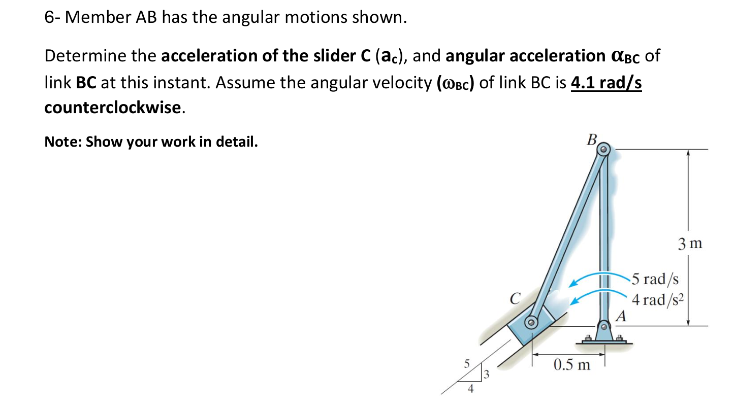 Member AB ﻿has the angular motions shown. Determine | Chegg.com