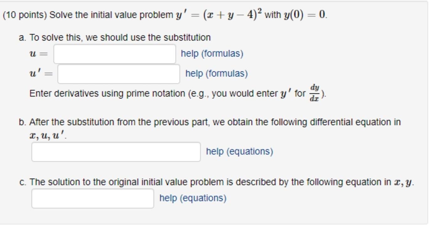 10 points) Solve the initial value problem | Chegg.com