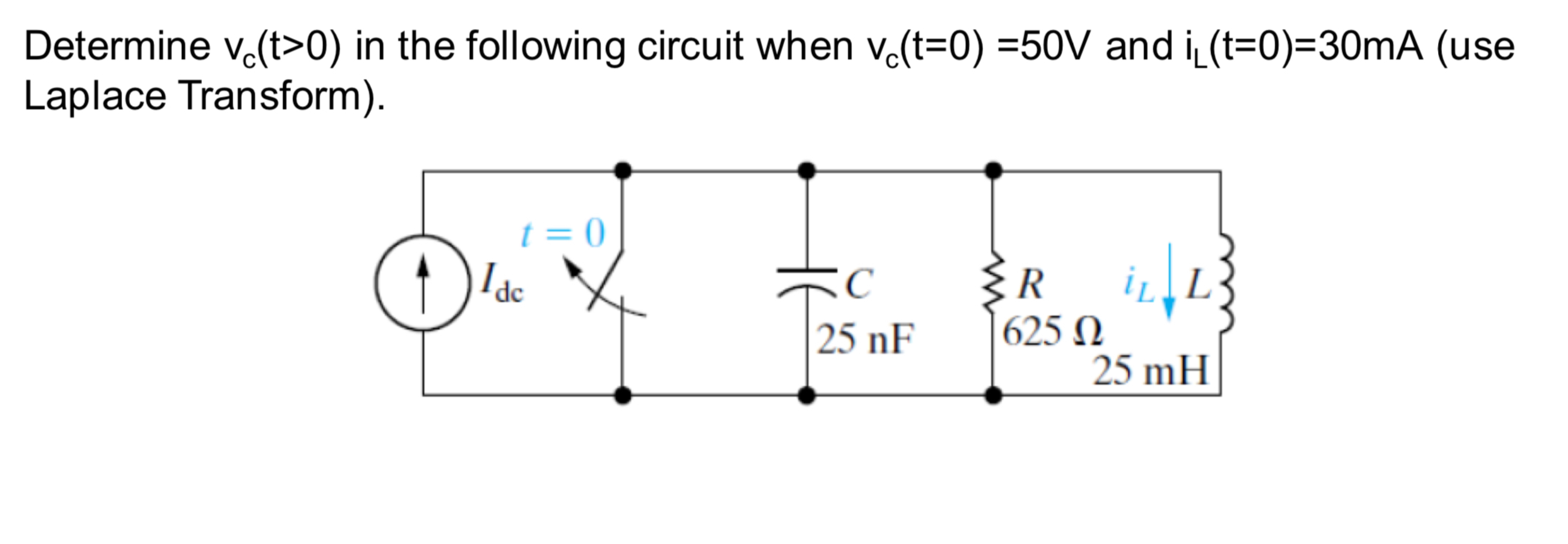 Solved Determine vc(t>0) ﻿in the following circuit when | Chegg.com