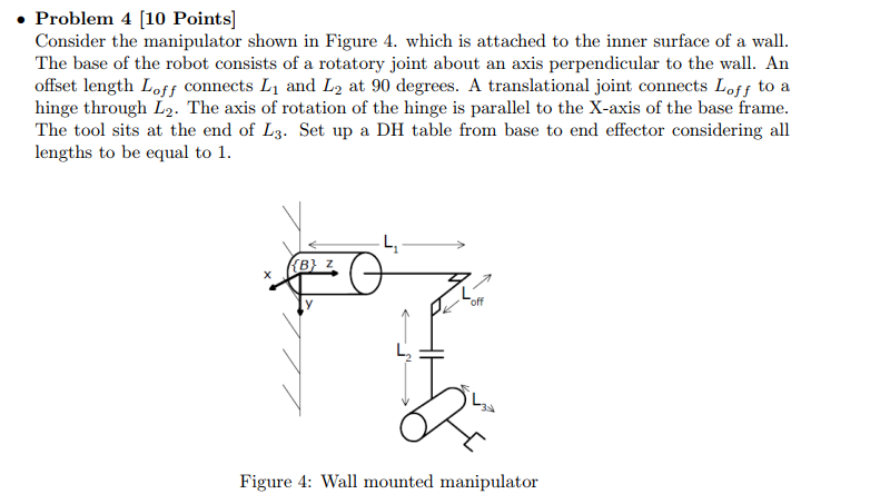 Solved Problem 4 [10 ﻿Points]Consider the manipulator shown | Chegg.com