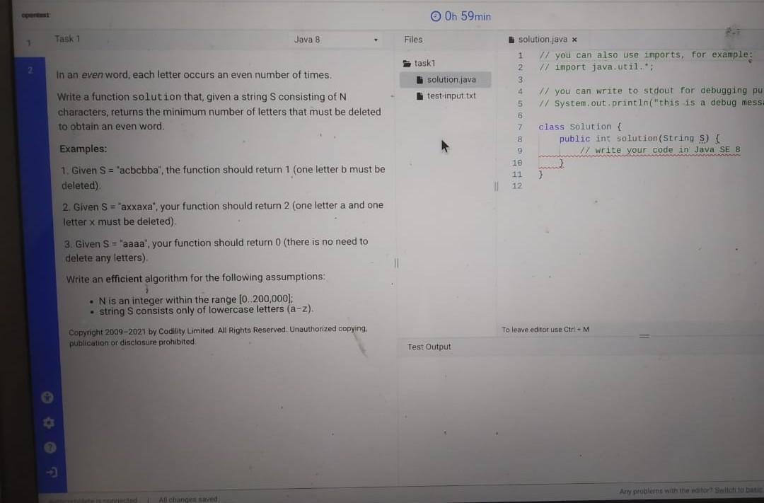Solved Oh 59 min 1 Task 1 Java 8 Files 2 in an even word, | Chegg.com