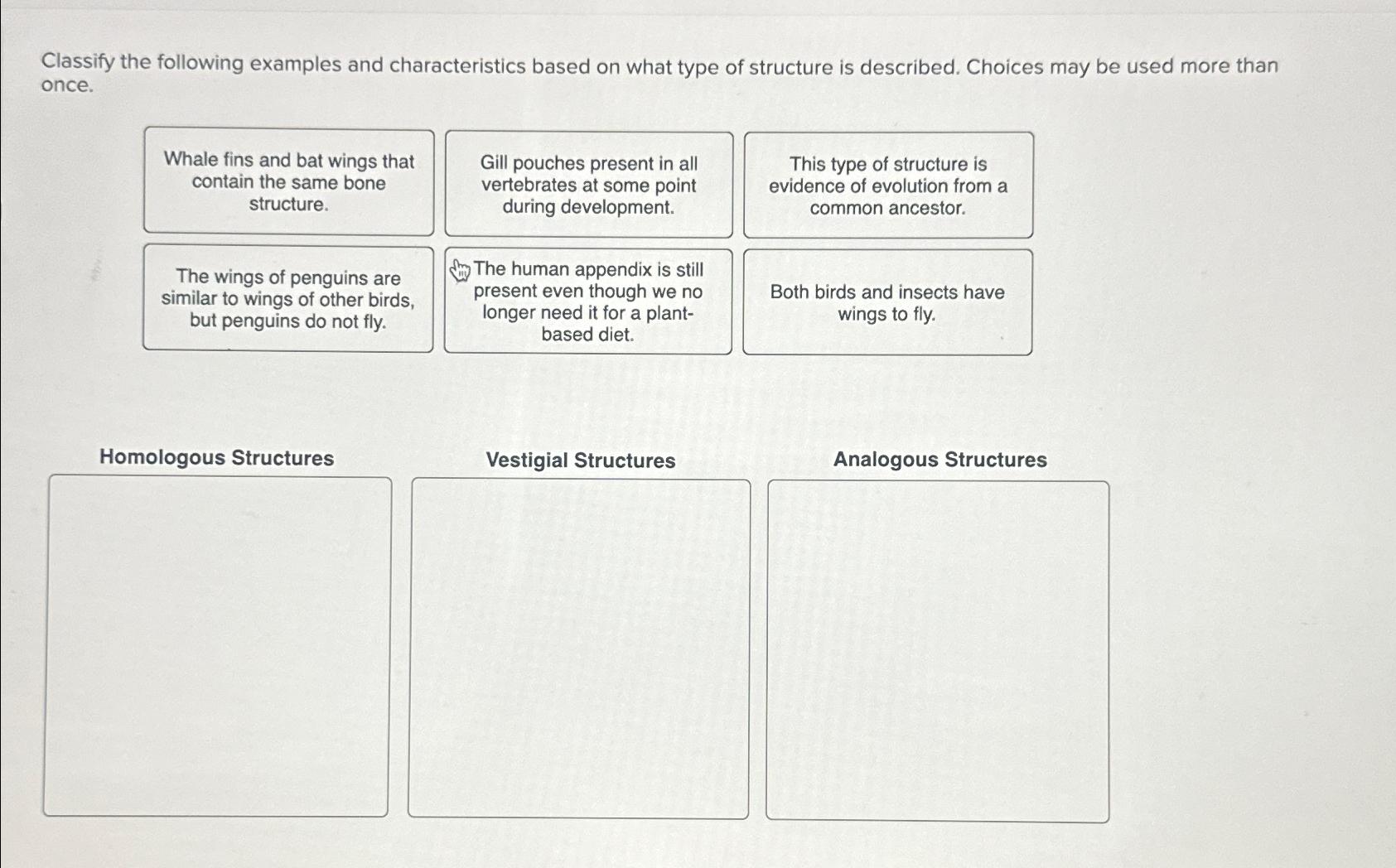 Solved Classify the following examples and characteristics | Chegg.com