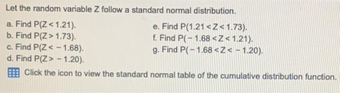 Solved Let the random variable Z follow a standard normal | Chegg.com