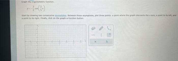 Solved Graph the trigonometric furnalinn. y=−23cot(52x) | Chegg.com