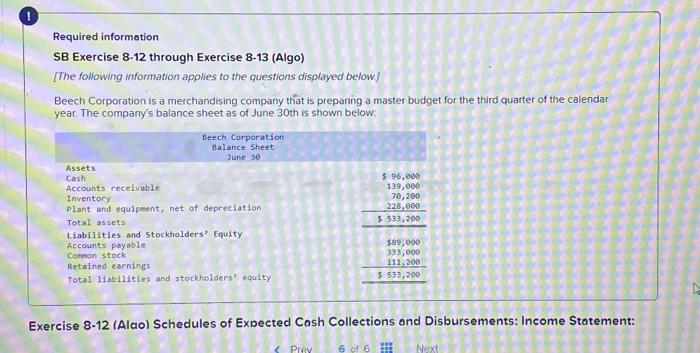 Solved Required information SB Exercise 8-12 through | Chegg.com Solved Required information SB Exercise 8-12 through | Chegg.com